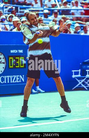 Andre Agassi (USA) competing at the 1995 US Open Tennis Stock Photo - Alamy