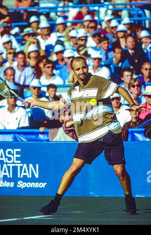 Andre Agassi (USA) competing at the 1995 US Open Tennis Stock Photo - Alamy