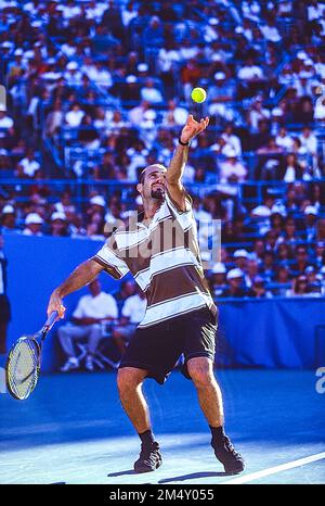 Andre Agassi (USA) competing at the 1995 US Open Tennis Stock Photo - Alamy