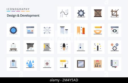 Design and Development 25 Flat icon pack including project. development. graphic design ...