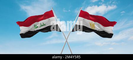 Waving flag of Egypt and Iraq Stock Photo - Alamy