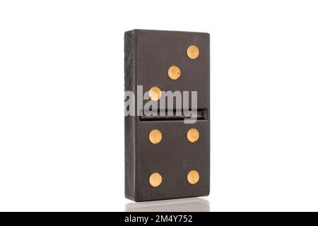 One domino, macro, isolated on white background Stock Photo - Alamy