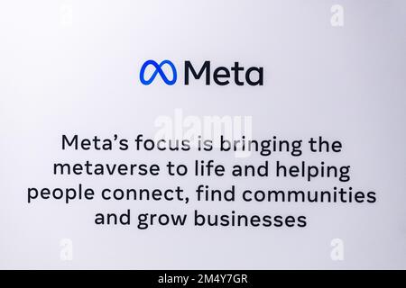 RIGA, LATVIA. 29th November 2022. Selective focus photo. Meta company ...