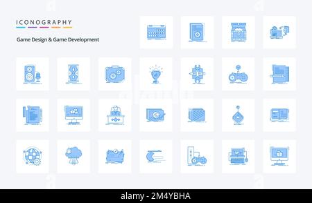 Game Design And Game Development 25 Blue icon pack including new. level. story. war. nuclear ...