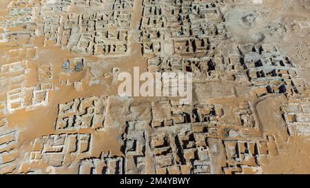 Aerial of Qaryat al-Faw capital of the first Kindah kingdom, Kingdom of ...