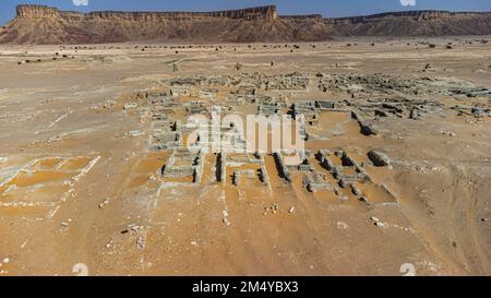 Aerial of Qaryat al-Faw capital of the first Kindah kingdom, Kingdom of ...