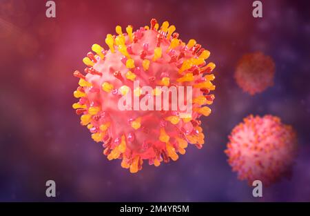 Respiratory syncytial virus (RSV) particles , 3d illustration. RSV ...