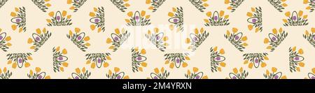 Natural allotment floral vector border. Seamless garden growing floral ...