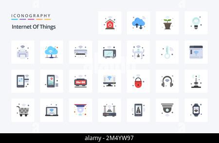 Internet Of Things 25 Flat icon pack including network. global. wave wifi. user. data Stock ...