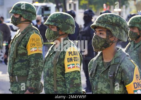 The Mexican soldiers, military forces during a civic ceremony on the ...