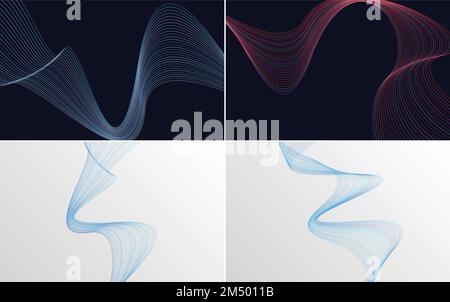Set of 4 vector backgrounds featuring geometric wave patterns Stock ...