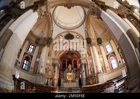 Interior view taken with fisheye of the altar of the Basilica Santa ...