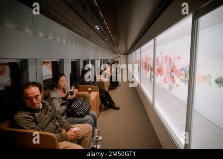 Gunma, Japan - Nov 9, 2019. Inside the luxury carriage of the Genbi ...