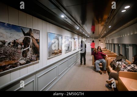 Gunma, Japan - Nov 9, 2019. Inside the luxury carriage of the Genbi ...
