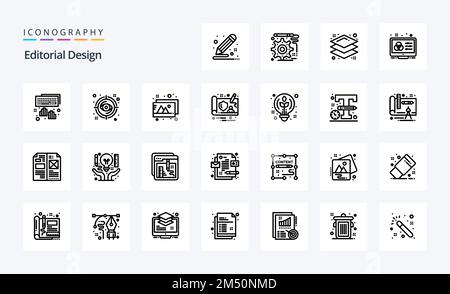Editorial Design Line Icon Pack 5 Icon Design. hands. drawing. color. document. paint Stock ...