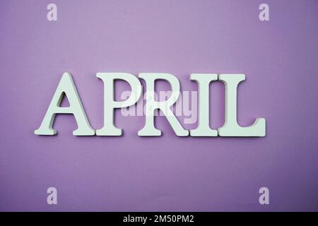April alphabet letter with space copy on blue background Stock Photo ...
