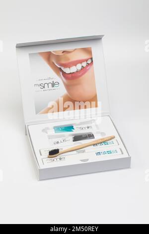 A mysmile teeth whitening kit and tooth brush Stock Photo - Alamy