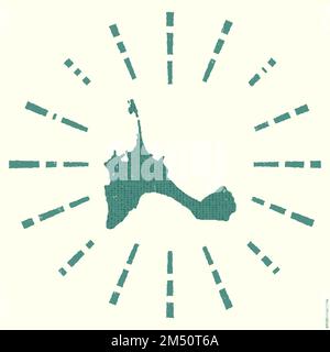 Vintage map of Formentera with a grunge sunburst around the island ...