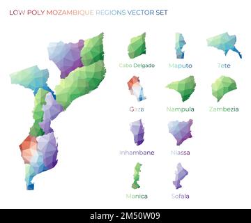 African low poly regions. Polygonal map of Africa with regions. Geometric maps for your design ...