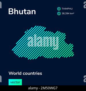 Bhutan shape on gradient background. Country map with scratch texture ...