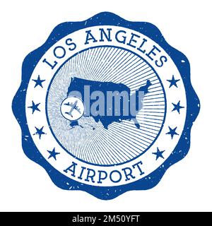 Los Angeles Airport stamp. Airport of Los Angeles round logo. Vector ...