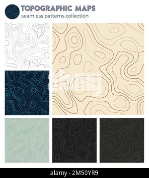 Topographic maps. Amazing isoline patterns, seamless design. Modern ...