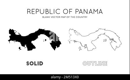 Panama - solid black outline border map of country area. Simple flat ...