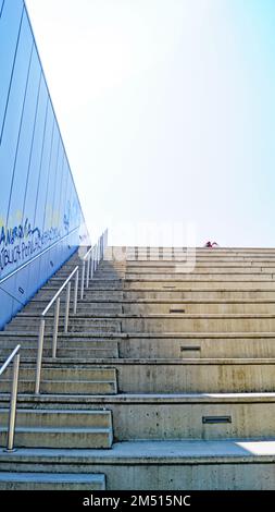 Back stairs of the Design Museum, Barcelona, Catalunya, Spain, Europe ...