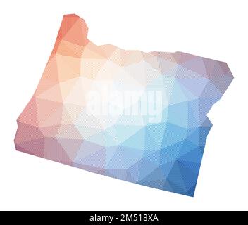Oregon network map. Abstract geometric map of the US state. Digital ...