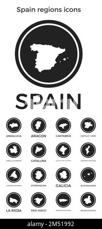 Spain outline icons, travel and Spanish culture, landmarks vector ...