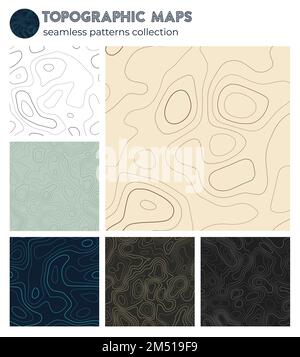 Topographic maps. Attractive isoline patterns, seamless design. Awesome ...