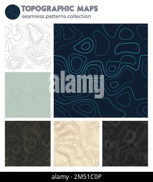 Topographic maps. Beautiful isoline patterns, seamless design. Creative ...