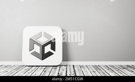 Unity App Icon on Wooden Floor Against Wall Stock Photo - Alamy