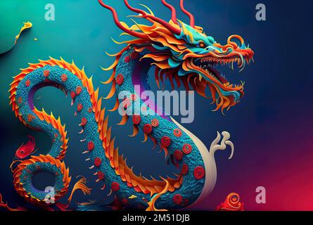 Traditional colorful chinese lion, Chinese paper means: good fortune ...