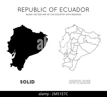 Ecuador map. Blank vector map of the country. Borders of Ecuador for ...