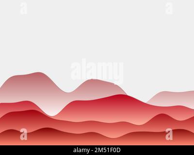 Abstract mountains background. Curved layers in contrasting red, green ...