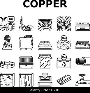 copper metal production steel icons set vector Stock Vector Image & Art ...