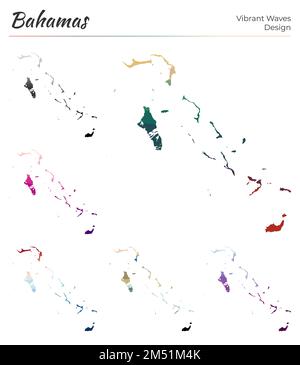 The Bahamas map in modern style with flag of The Bahamas on left side ...