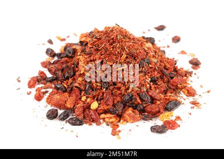 Spice mix for making pilaf rice isolated on black background Stock ...