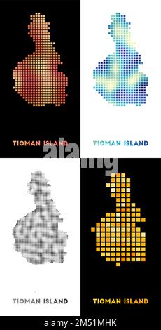 Tioman Island map. Map of Tioman Island in dotted style. Borders of the ...