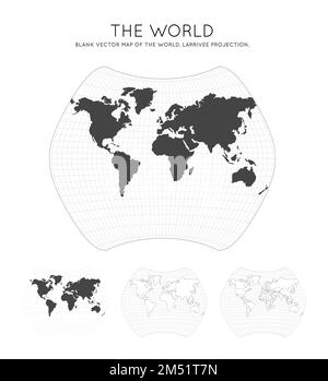 Map of the World. Larrivee projection. Globe with latitude and ...