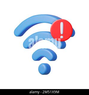 3d Wi-Fi symbol. Disconnect. Problem. Warning sign. Internet error icon ...