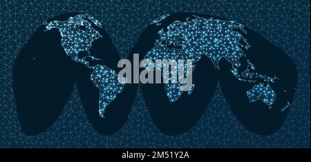 Abstract telecommunication world map. Interrupted Quartic Authalic ...