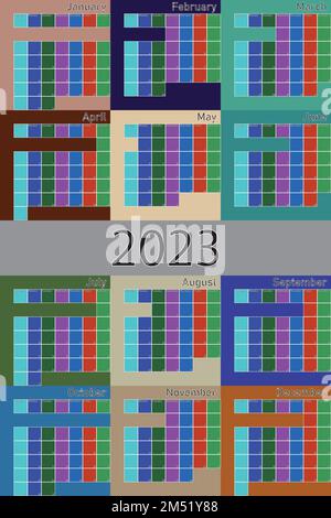 2023 Calendar Planer Organizer big editable space color weekday and ...