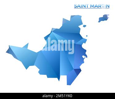 Saint Martin map. Geometric style country outline. Alive violet vector ...