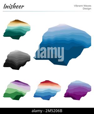 Inisheer map design. Shape of the island with beautiful geometric waves ...