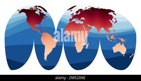 World Map Poster. Goode's interrupted homolosine projection. Vintage ...