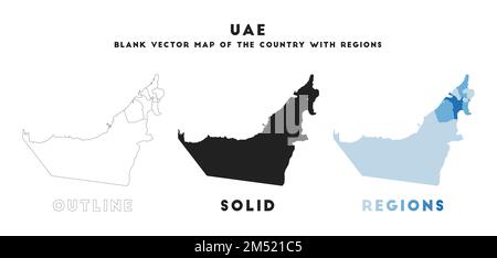 UAE map design. Shape of the country with beautiful geometric waves and ...