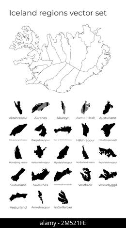 Vector blank map of Iceland with regions and administrative divisions ...