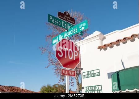 Historic Rancho Santa Fe street signs Stock Photo - Alamy